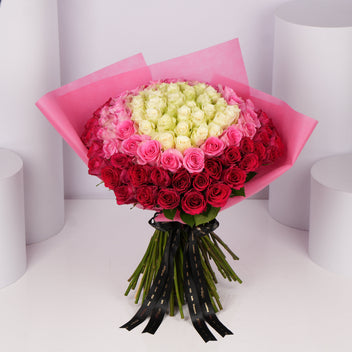 Buy Majestic Symphony of Roses: White, Pink & Dark Pink Elegance Online ...