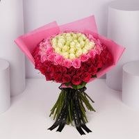 Buy Majestic Symphony of Roses: White, Pink & Dark Pink Elegance Online ...